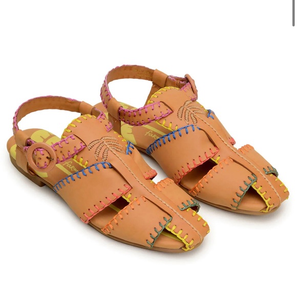FARM Rio | Shoes | Farm Rio Caramel Palm Tree Sandal | Poshmark